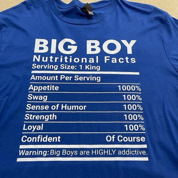 Shirts | Mens Big Boy Nutritional Facts Tshirt 3xl Blue | Poshmark